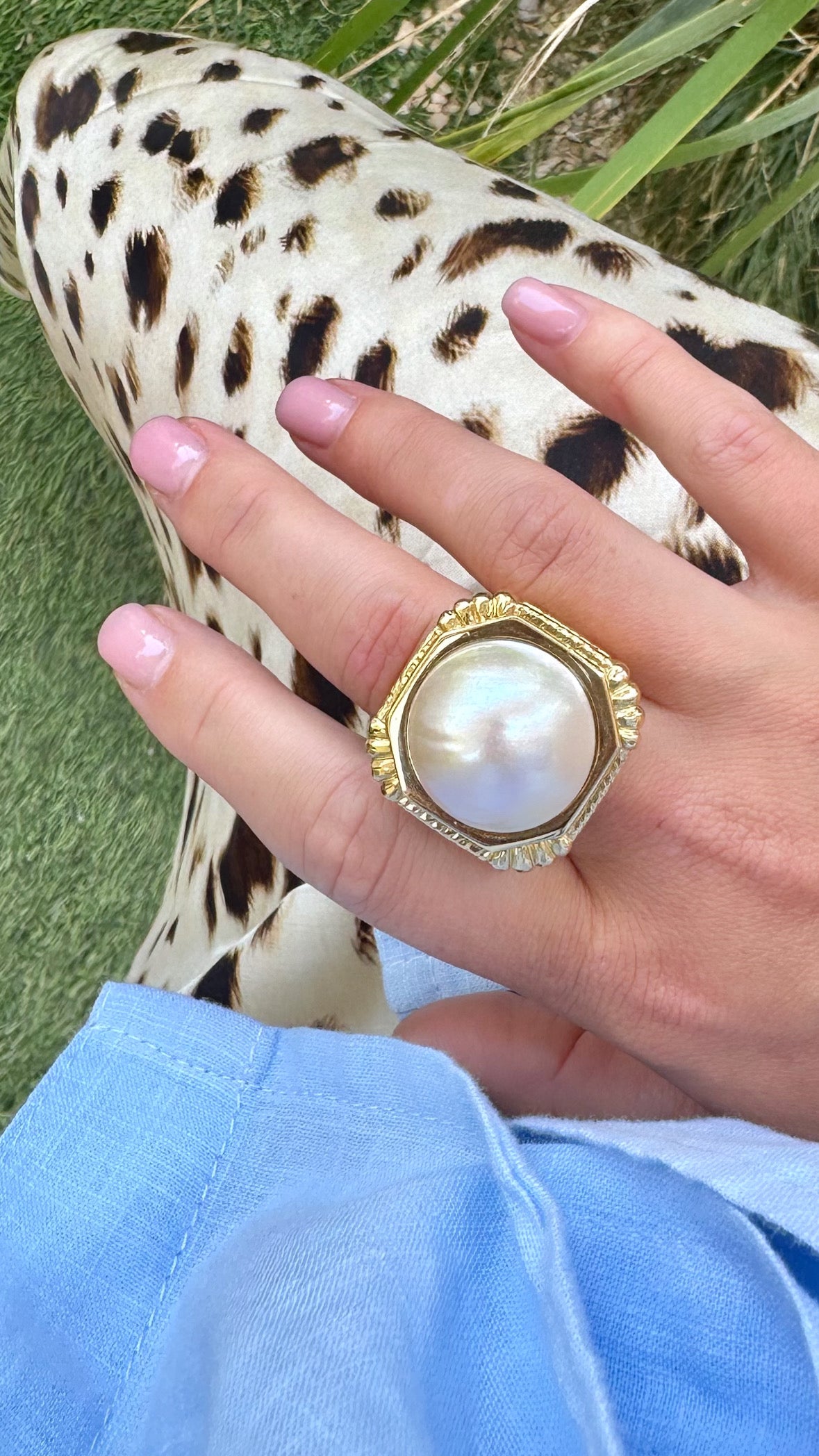 David Webb mabe pearl ring,18k — Mary Ann-tiques